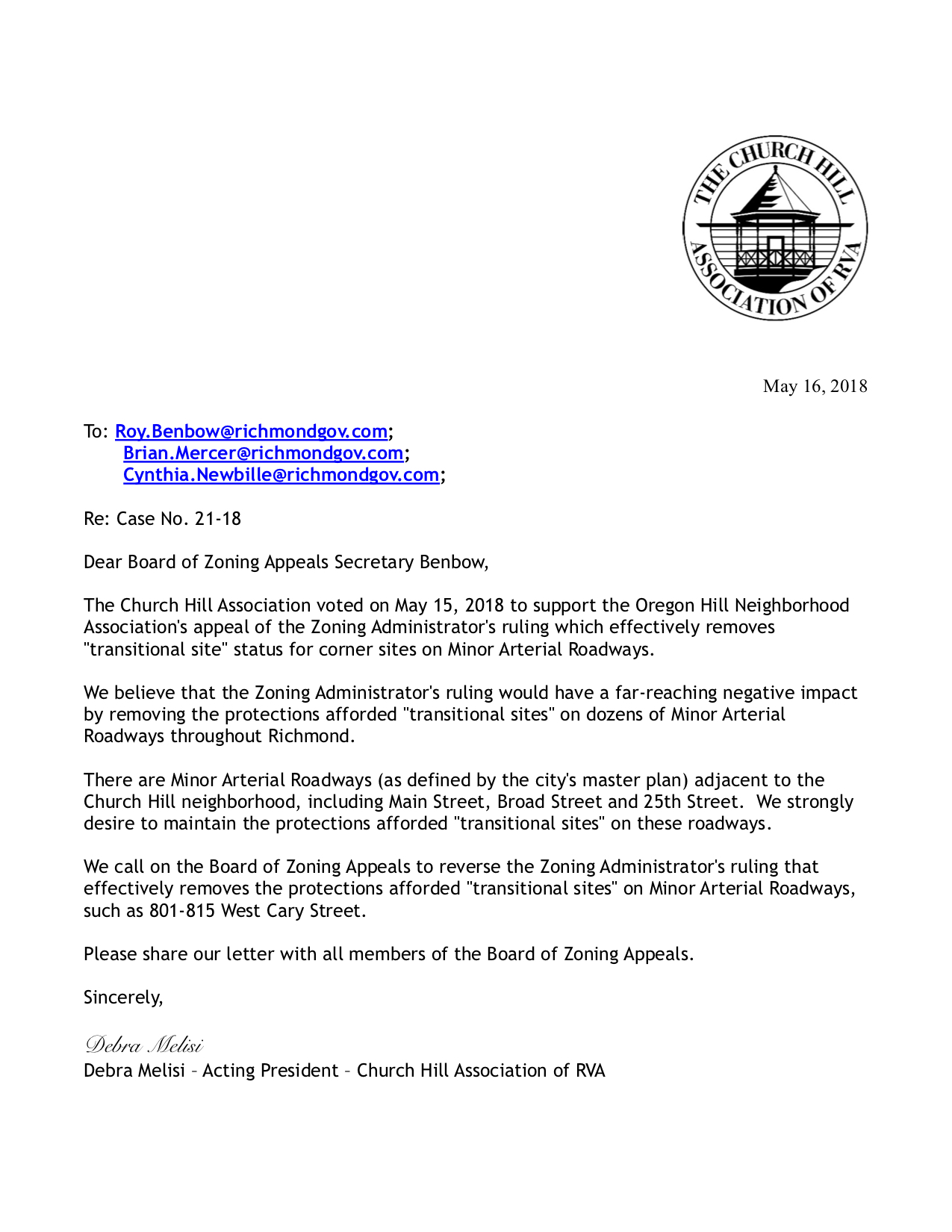 Press Release from Oregon Hill Neighborhood Association On BZA Matter ...
