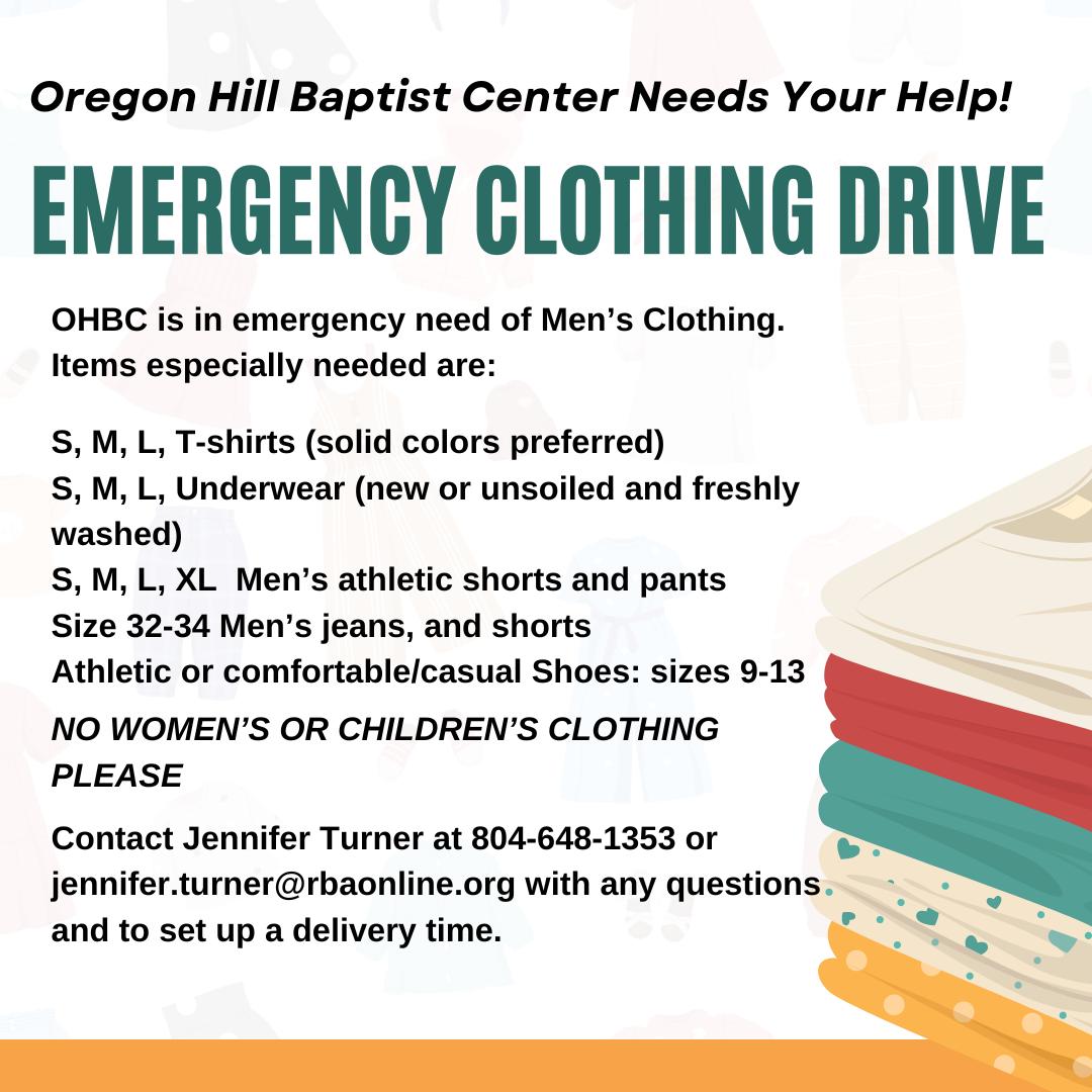 Emergency Clothing Drive | Oregon Hill