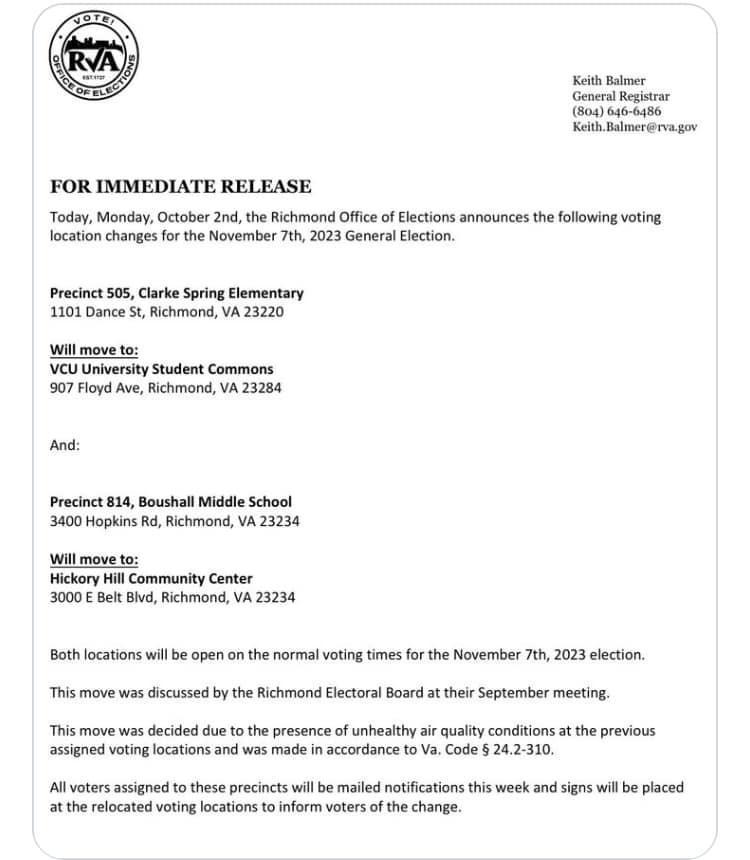 Precinct Voting Location Changed Due To Mold Concerns At School ...
